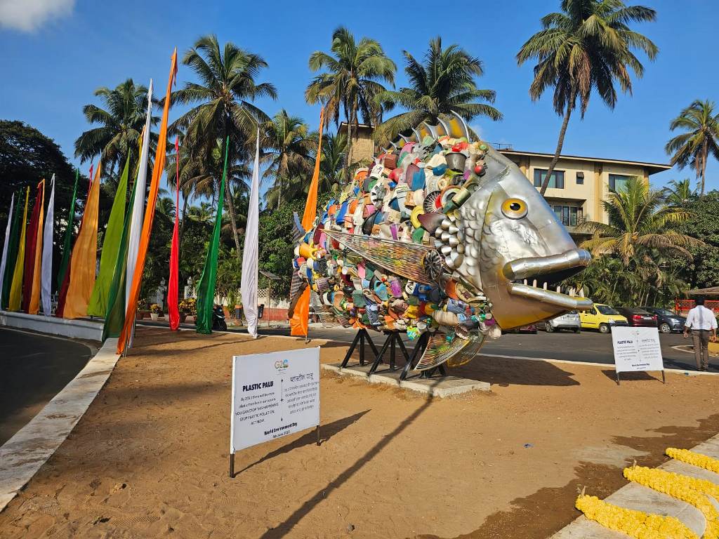 ‘The Plastic Pallu’ an art installation launched at Miramar Beach to ...